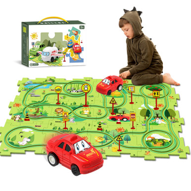 25 PCS Puzzle Car Track Play Set, Plastic Puzzle Rail Car Tracks with 1 ...