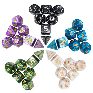 25mm DND Dice Sets,5 x 7-Die Giant Titan Polyhedral Dice Sets for D&D ...