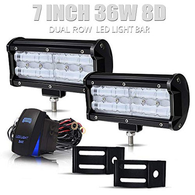 New 8D Led Light Bar,36W 7Inch Off road Led Light Bar+Rocker Switch Kit ...