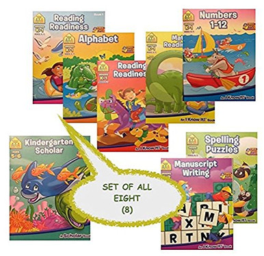 8 School Zone Workbooks, Reading Readiness 1 and 2, Writing, Spelling ...