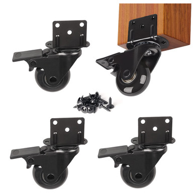 Hirate 4 Pack 2 inch L-Shaped Plate Swivel Caster with Brake, Side ...