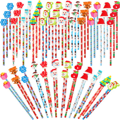 Christmas Pencils with Eraser Toppers Wooden Pencil for Kids Students ...