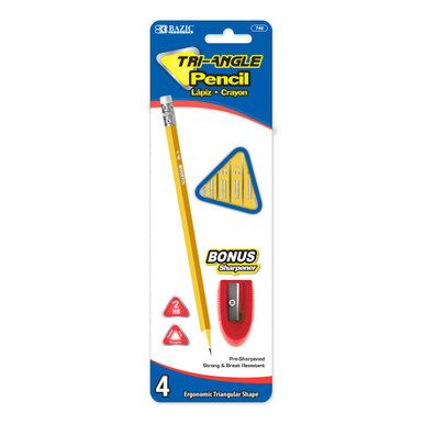 BAZIC Pencil Wood Pre-Sharpened #2 HB Triangle Pencils, Latex Free ...