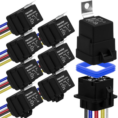 Hamolar 8 Pack 80/60 AMP Waterproof Car Relay and Harness - Heavy Duty ...