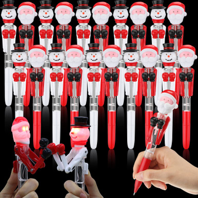Christmas LED Boxing Pen Santa Snowman Luminous Ballpoint Pens Novelty ...