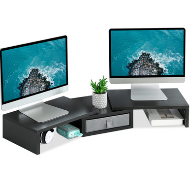 MARTY Dual Monitor Stand, Monitor Riser with Drawer Length & Angle ...