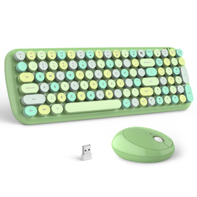 Wireless Keyboard and Mouse Combo - GEEZER Bean Green Colorful Round ...