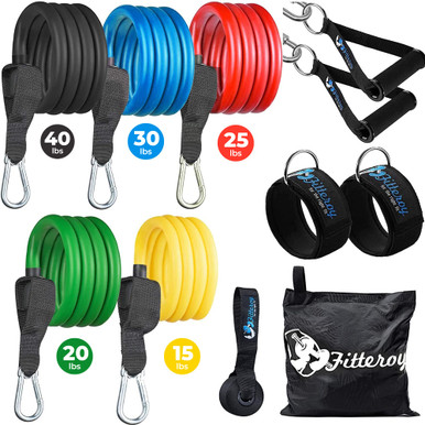 Fitteroy Home Gym Workout Bands - Resistance Band Weight Set Includes 5 ...