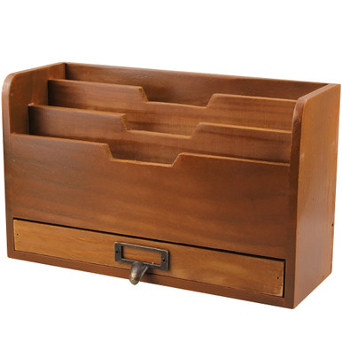Wood Desktop File Organizer - Vertical Folder Sorter - Wooden Desk ...