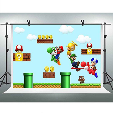 FHZON 10x7ft Web Games Backdrops for Photography Super Mario Bros. Gold ...