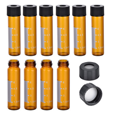 ESHATO 8ML Autosampler Vial, 100 Pack HPLC/GC Vials 9-425 Lab Amber ...