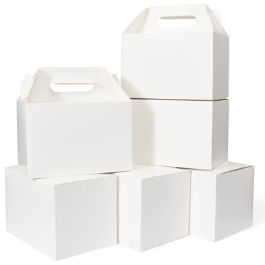 Happyhiram 50 Count Large Party Gift Boxes with Handles White, 9x6x6 ...
