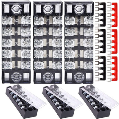 Terminal Blocks 5 Position 12PCS 6 Set, Dual Row Buss Bar Wire Terminal ...