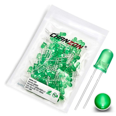 CHANZON 100 pcs 5mm Green Diffused LED Diode Lights (Colored Lens Round ...