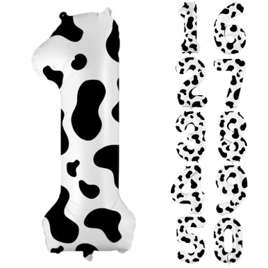 1Pcs 40 Inch Cow Print Balloon Number 1 White Black Cowgirl Theme ...