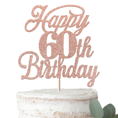 Rsstarxi 1 Pack Happy 60th Birthday Cake Topper Glitter 60 & Fabulous ...