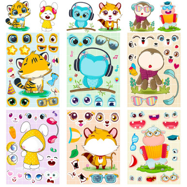 Kids Animal Face Stickers 6 Sheets Make a Face Sticker for Animals ...
