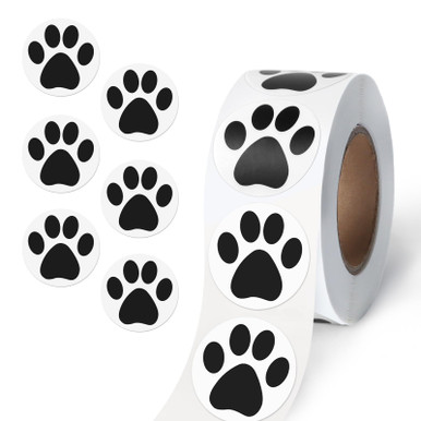500 Pcs Paw Print Sticker 1" Cute Black Dog Cat Paw Sticker - Self ...