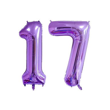 XLOOD Number 17 Balloons 32 inch Digital Balloon Alphabet 17 Birthday ...