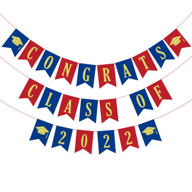 Red and Blue Congrats Class of 2022 Banner Graduation Banner 2022 for ...