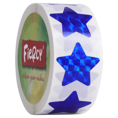 Fiercy 1 inch Blue Star Stickers with Glitter Holographic Pattern, 500 ...