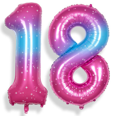 RainbowQ Party 18 Balloon Numbers 40 Inch for Women or Girl Big Starry ...