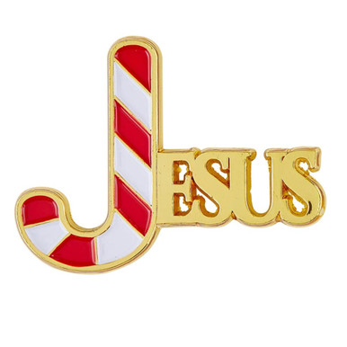 Catholic Brands Red and White Enamel Candy Cane Jesus Christmas Pin, 1 ...