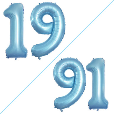 GOER 42 Inch Light Blue Number 19 Number 91 Balloons,Jumbo Foil Helium ...