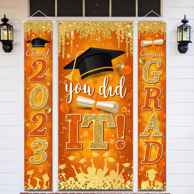 2024 Graduation Decorations Orange Graduation Banner Set Congrats Grad ...