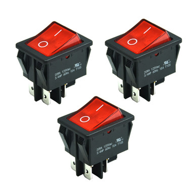 FILSHU 3pcs KCD4 16A 250V 20A 125V Rocker Switch ON/Off -Red Light Illuminated 4 Pin 2 Position ...