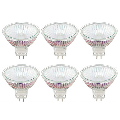 6 Pack Clear MR16 12Volt 35 Watt GU5.3 Base, Halogen Reflector Light ...