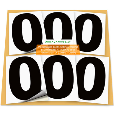 iSYFIX Black Vinyl Number 0 (Zero) Stickers - 6 Pack 4 inch - Premium ...