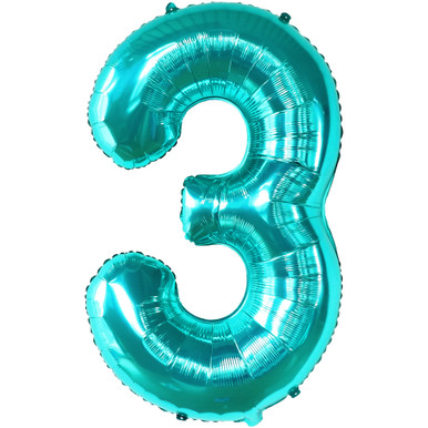 KatchOn, Blue Aqua Number 3 Balloon - 40 Inch | Teal Blue 3 Birthday ...
