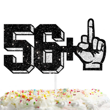 Happy Birthday 56?1 Middle Finger Cake Decor 57th Birthday Cake Topper ...