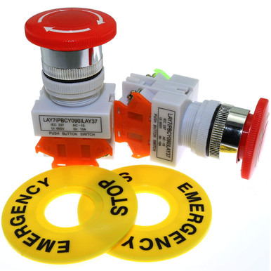 MEETOOT 2pcs Emergency Stop Push Button Switch AC 660V 10A Red Mushroom ...
