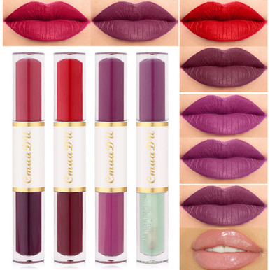 evpct 7 Colors Liquid Matte Lipstick +1 Clear Plumping Lip Gloss Makeup ...