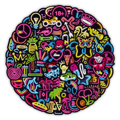 100Pcs Neon Style Stickers?Trendy Graffiti Waterproof Vinyl Cool Neon ...