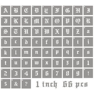 1 Inch Calligraphy Letter Stencils for Painting, 66 PCS Old English ...