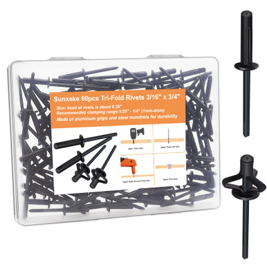 Sunxeke 60pcs Tri-Fold Rivets 3/16" x 3/4" Tri-fold Marine Decorative ...