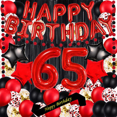 Red 65TH Birthday Party Decorations Supplies Red theme 16inch Red Foil ...