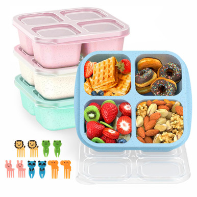 CIGENBON Bento Snack Boxes 4 Pack, Reusable Bento Boxes Kids with 4 ...