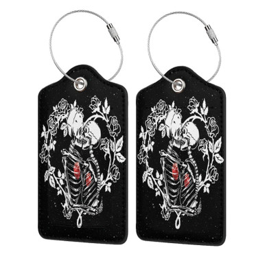 Skull Skeleton Love Luggage Tags for Suitcases Set of 2 Leather ...