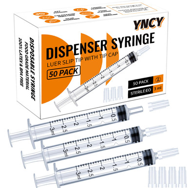 3ml Syringes with Cap, Luer Slip Tip, Whole Pack Bulk Sterile Sealed ...