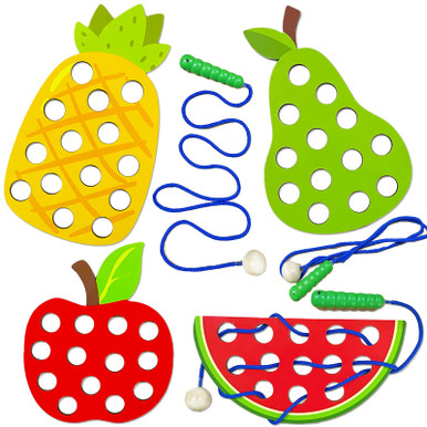 4 Pack Wooden Lacing Toy,Educational Threading Activity Puzzles ...