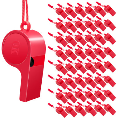 itechpanda 48 Pack Red Emergency Whistles with Lanyard, Plastic Whistle ...