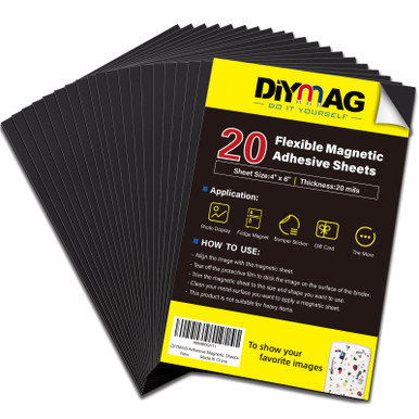 DIYMAG Magnetic Adhesive Sheets, |4" x 6"|, 20 Pack Cuttable Magnetic ...