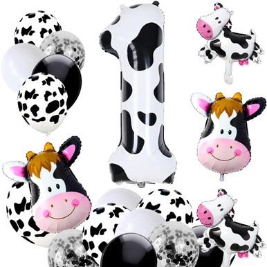 Cow Print Number 1 Balloon Holy Cow I'm One Birthday Decorations Cow ...