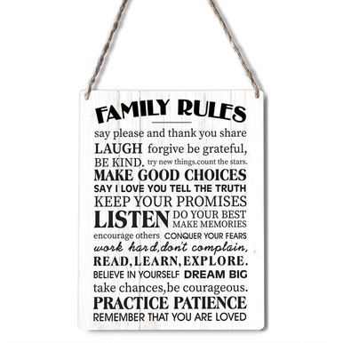 Funny Family Rules Signs Wall Decor Wood Plaque Family Rules Say Please ...