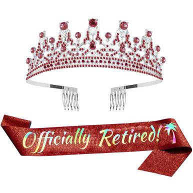 ALRBE TIN Officially Retired Crown Sash Set Women Retirement Tiara ...