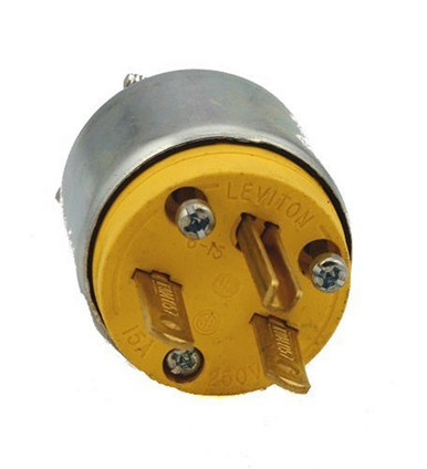 Leviton 615PA 15 Amp, 250 Volt Armored, Grounding Plug, Steel ...